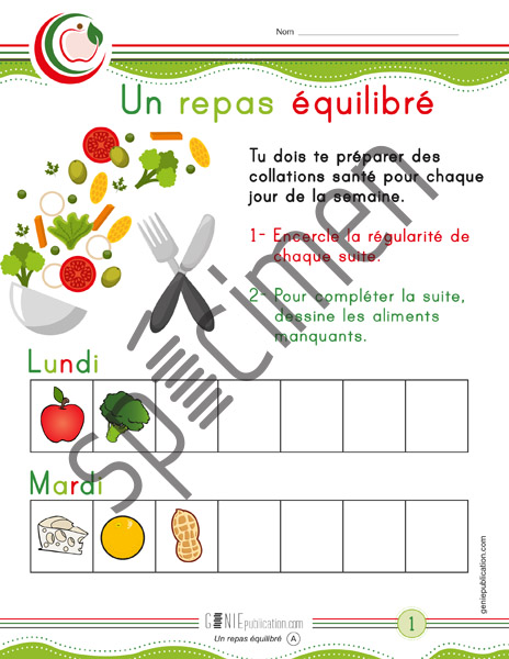 Géniepublication | Catalogue | Un repas équilibré