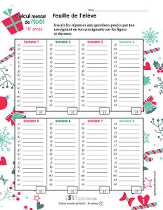 Géniepublication | Catalogue | Calcul mental de Noël – 6ᵉ année