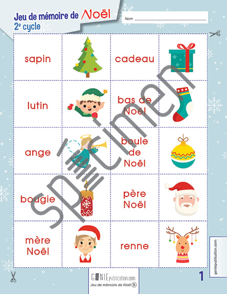 Géniepublication | Catalogue | Jeu de mémoire de Noël – 2ᵉ cycle