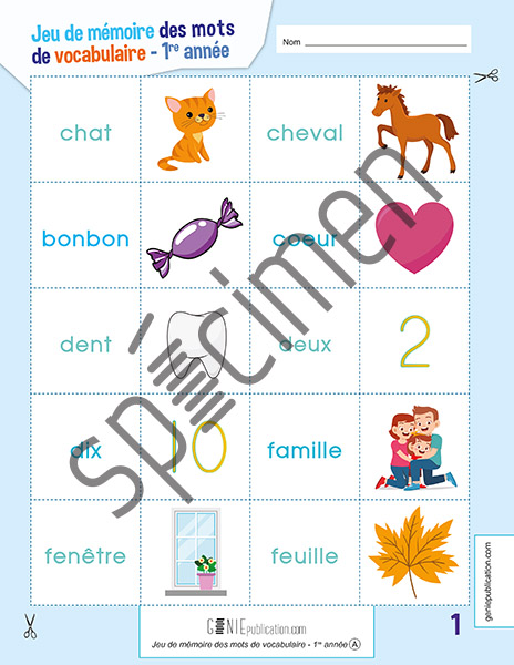 Géniepublication | Catalogue | Jeu de mémoire des mots de vocabulaire ...