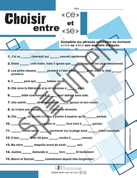 Géniepublication | Catalogue | Choisir entre « ce » et « se