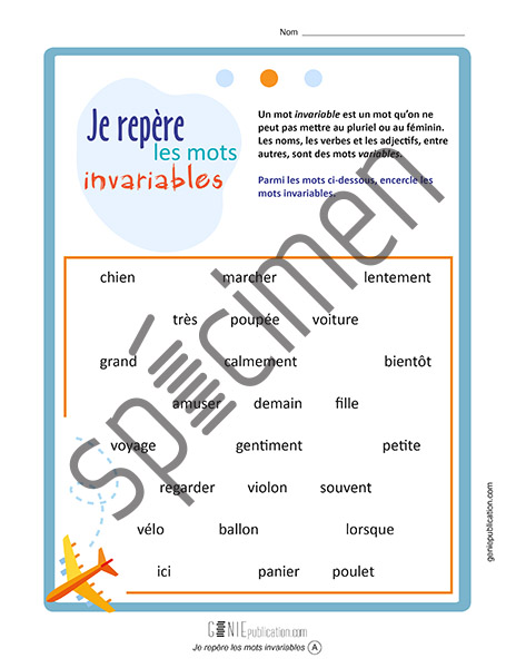 Géniepublication | Catalogue | Je repère les mots invariables