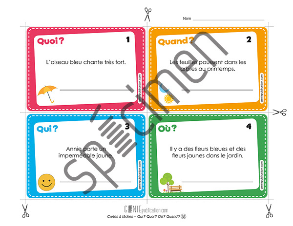 Géniepublication | Catalogue | Cartes à tâches – Qui ? Quoi ? Où ? Quand