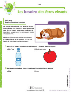 Géniepublication | Catalogue | Les besoins des êtres vivants
