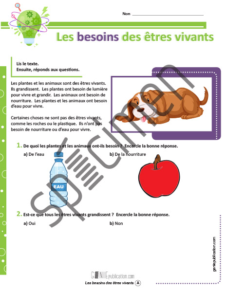 Géniepublication | Catalogue | Les besoins des êtres vivants