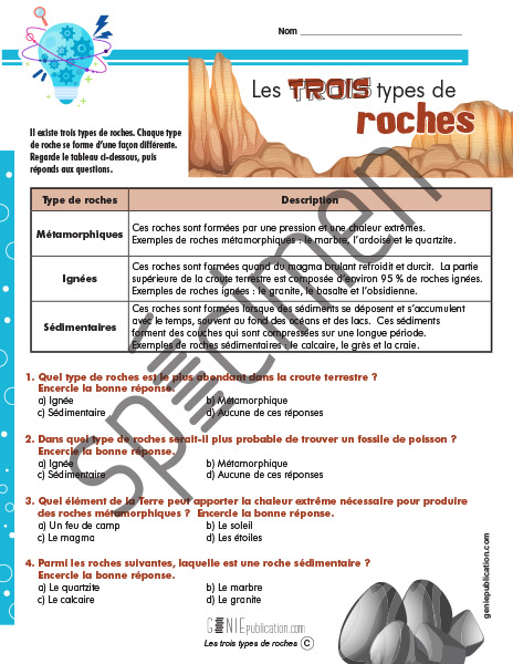 Géniepublication | Catalogue | Les trois types de roches