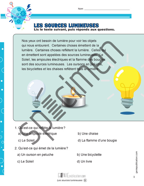 Géniepublication | Catalogue | Les sources lumineuses