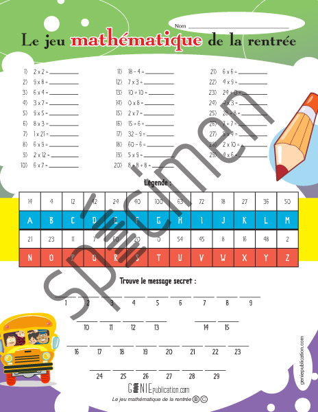 Géniepublication | Catalogue | Le jeu mathématique de la rentrée