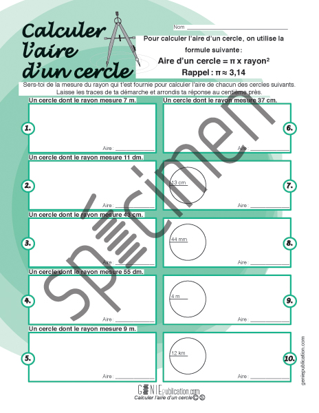 Géniepublication | Catalogue | Calculer l'aire d'un cercle