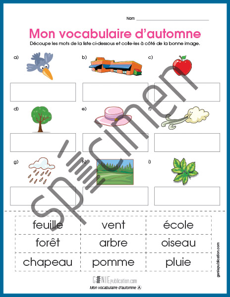 Géniepublication | Catalogue | Mon vocabulaire d'automne