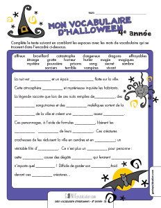 Géniepublication | Catalogue | Mon vocabulaire d'Halloween – 4e année