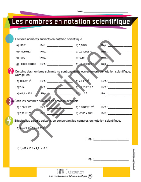 Géniepublication | Catalogue | Les nombres en notation scientifique