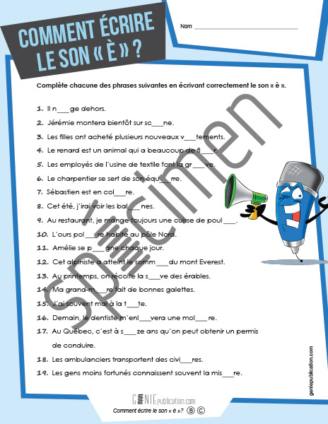 Géniepublication | Catalogue | Comment écrire le son « è