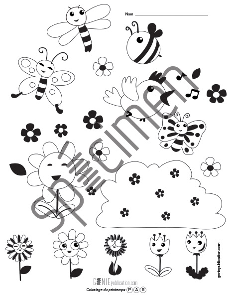 Géniepublication | Catalogue | Coloriage de printemps – 2