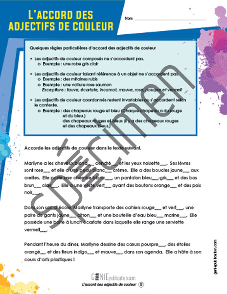Géniepublication | Catalogue | L'accord des adjectifs de couleur