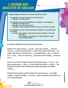 Géniepublication | Catalogue | L'accord des adjectifs de couleur