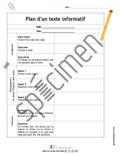 Géniepublication | Catalogue | Plan d'un texte informatif