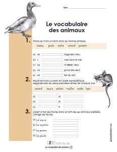Géniepublication | Catalogue | Le vocabulaire des animaux